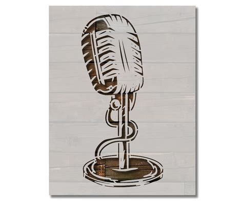 Retro Condenser Microphone Radio Dj Stencil 1005 Stencilville
