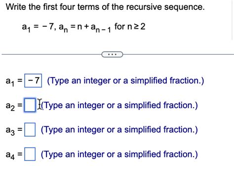 Solved Write The First Four Terms Of The Recursive Sequence