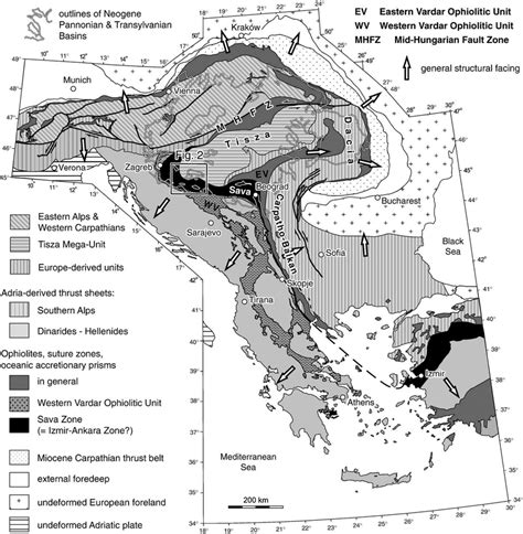 Major Tectonic Units Of The Alps Carpathians Dinarides And Hellenides Download Scientific