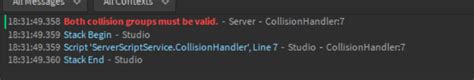Both Collision Groups Must Be Valid Scripting Support Developer Forum Roblox