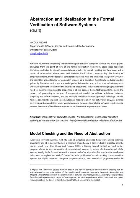 Pdf Abstraction And Idealization In The Formal Verification Of Software Systems