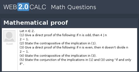 View Question Mathematical Proof