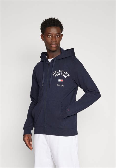 Tommy Hilfiger Arched Varsity Zip Thru Zip Up Sweatshirt Desert Sky