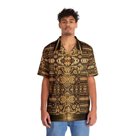 Zardouzi Print Hawaiian Shirt Men Half Sleeves Shirt Abstract Beachwear
