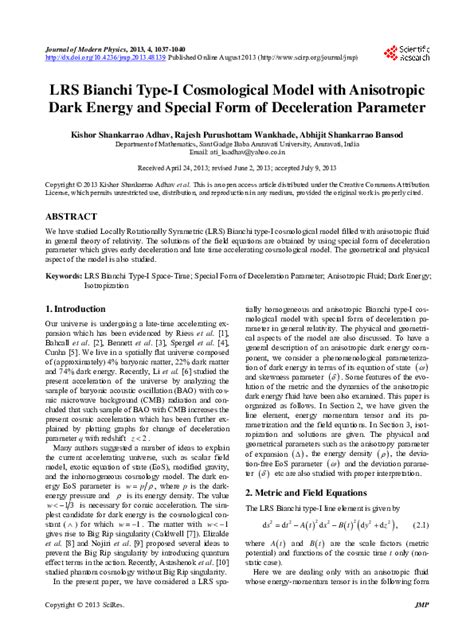 Pdf Lrs Bianchi Type I Cosmological Model With Anisotropic Dark Energy And Special Form Of
