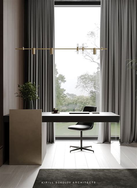 Рабочий кабинет в проекте двухэтажной виллы по проекту архитектора Кирилла Соколова