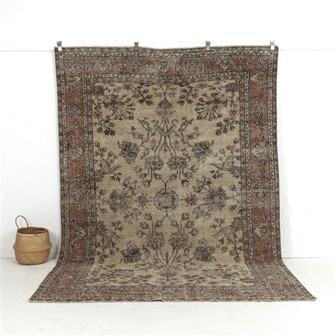 7 X 10 Vintage Turkish Area Rug Beige Sarena Kuden Rugs