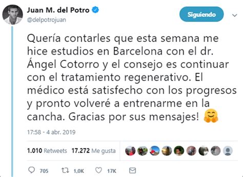 El Nuevo Parte Médico De Juan Martín Del Potro Que Ilusiona A Sus