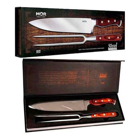 Conjunto De Faca 8 E Garfo Em Aço Inoxidável E Cabo Em Madeira Steel Mor Shopee Brasil