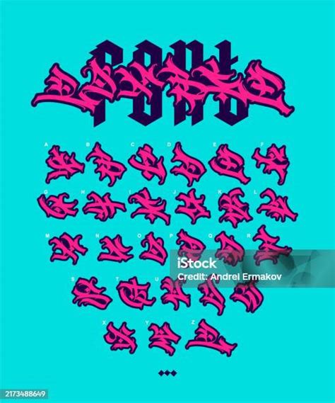 낙서 스타일 영어 알파벳 벡터 낙서 문자 태그 및 중세 라틴 문자 디자인을 위한 표지판 및 기호 서예 글자 및 태그 고딕 양식의