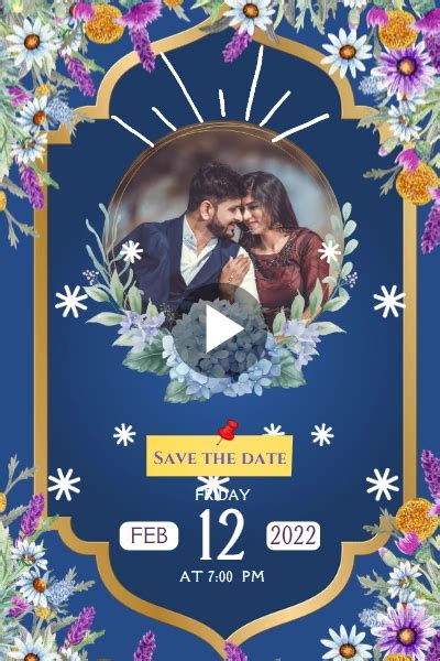Blue Floral White Shower Wedding Invitation Video Glad Invites