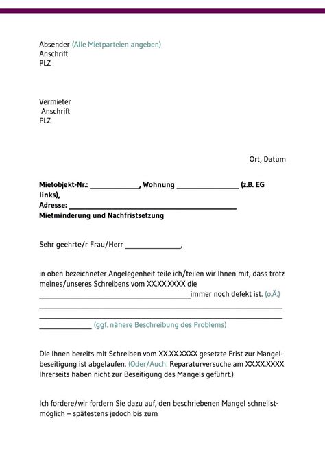Mietminderung Bei Mängeln Kostenlose Vorlagen Downloaden