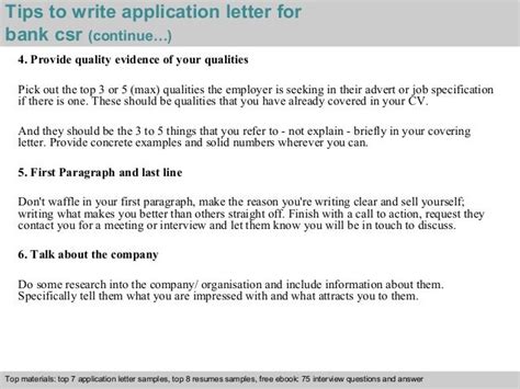 Bank Csr Application Letter