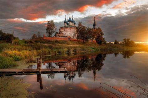 Sunset Over Dunilovo Ivanovskaya Oblast Russia Photographer