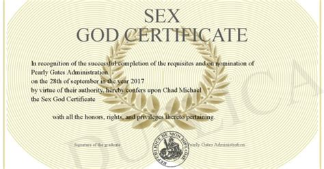 Sex God Certificate