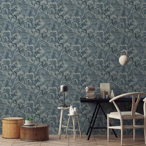 Papier peint coloré Indigo Garden Boråstapeter