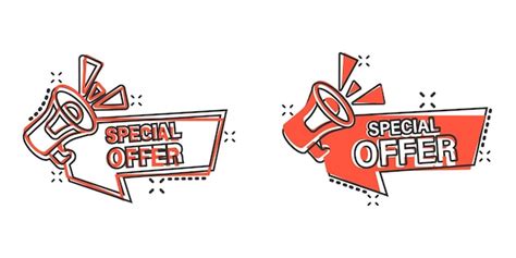 Ícone De Rótulo De Oferta Especial Em Estilo Cômico Megafone Com