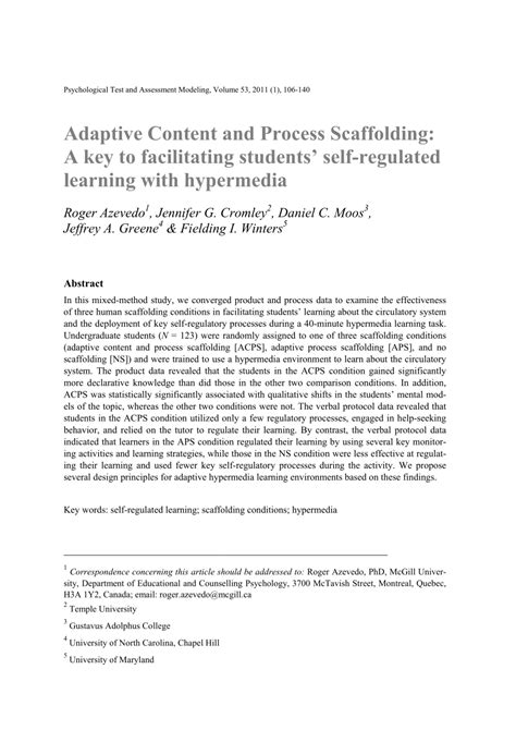 Pdf Adaptive Content And Process Scaffolding A Key To Facilitating