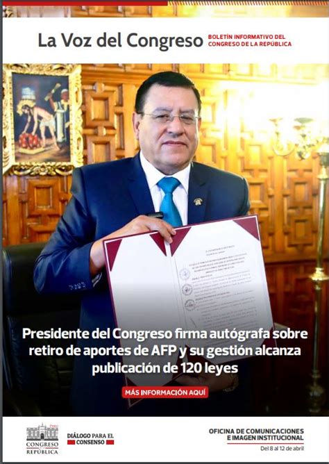 Presidente Del Congreso Fima Autógrafa Sobre Retiro De Aportes De Afp Y
