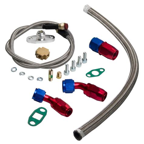 Turbo Oil Feed And Return Line Kit T3 T4 Universal Braided Adapter T04