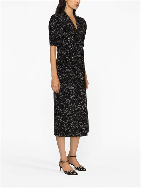 Alessandra Rich Polka Dot Silk Midi Dress Black FARFETCH