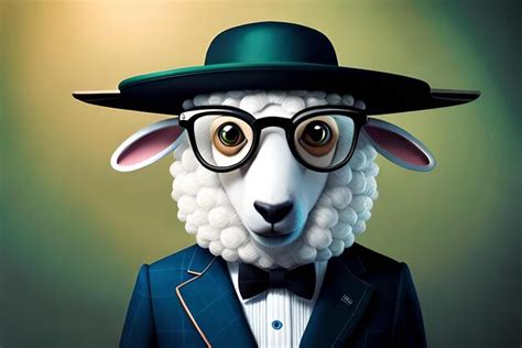 Premium Ai Image 3d Cartoon Sheep Wearing Clothes Glasses Hat And Jacket
