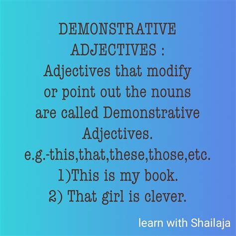 Demonstrative Adjectives Is A Type Of Adjectives Meaning And
