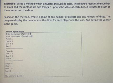 Solved Exercise 5 Write A Method Which Simulates Throughing