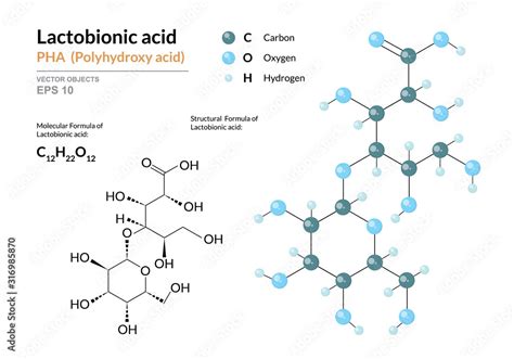 Lactobionic Acid Pha Polyhydroxy Acid Structural Chemical Formula And