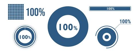 100 Percent Loading Data Icon Set Hundred Circle Diagram Pie Donut