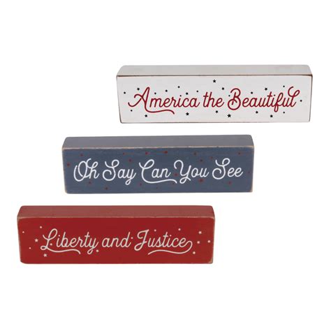Mdf Patriotic Block Decor 3 Asst Transpac Brands