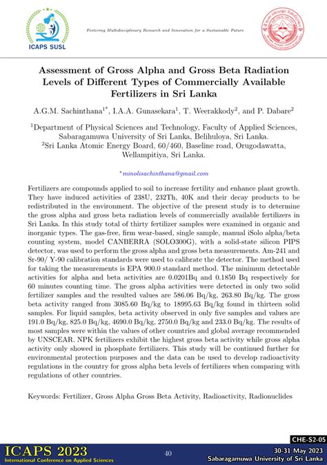 Pdf Assessment Of Gross Alpha And Gross Beta Radiation Levels Of Different Types Of