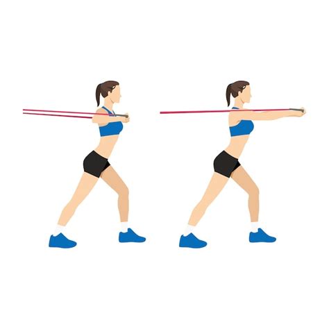Premium Vector Woman Doing Resistance Band Chest Press Exercise Flat