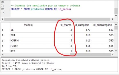 SQL básico Cómo ordenar los resultados de una consulta SCyASIG