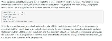 Solved Write A Program Called Numbersjava That Prompts The