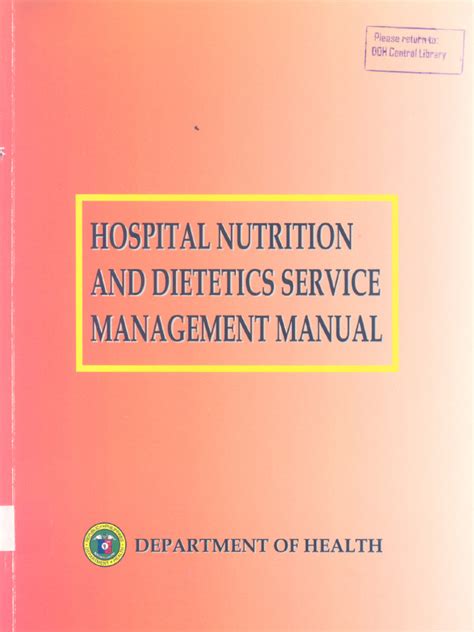 Hospital Nutrition And Dietetics Service Management Manual Pdf