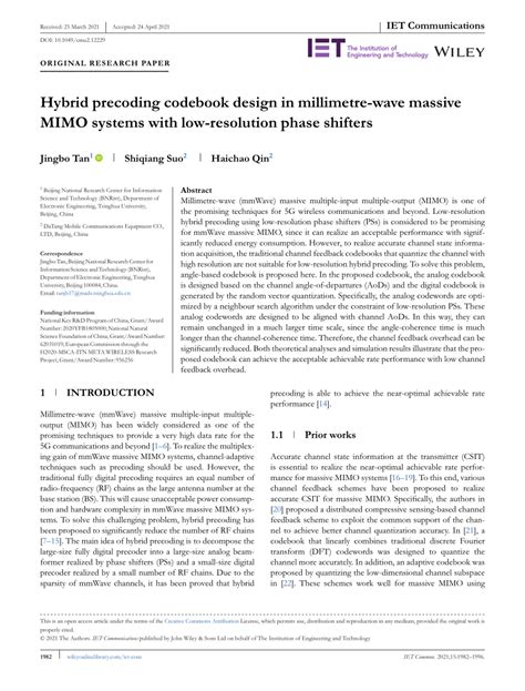 PDF Hybrid Precoding Codebook Design In Millimetrewave Massive MIMO