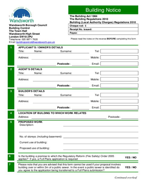 Fillable Online Building Notice Application Form Planning And Building