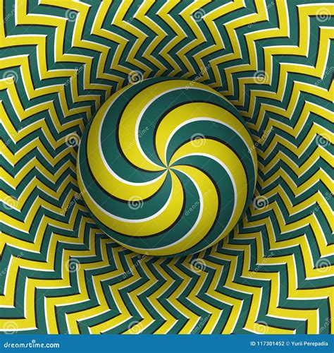 Optical Illusion Vector Illustration Multiple Spiral Sphere Soaring
