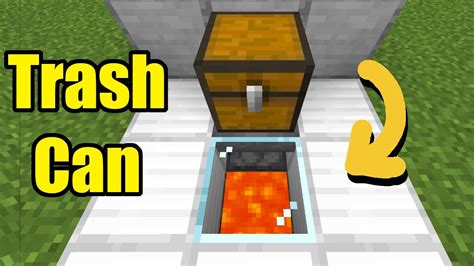 Minecraft Redstone Trash Can Rubbish Bin Tutorial Youtube