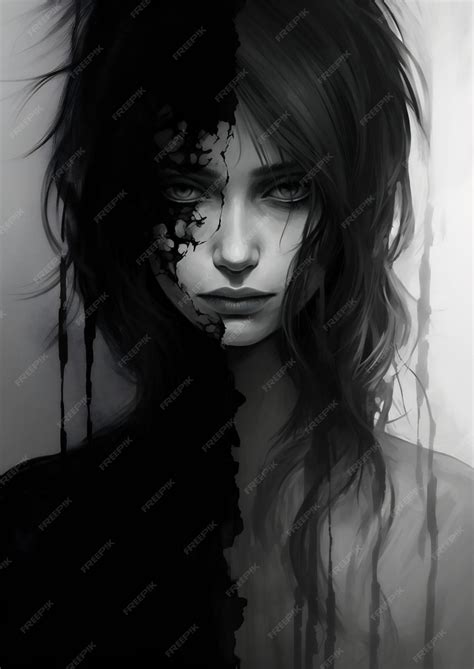 Sad Girl Depressed Portrait Concept Art Design Premium Ai Generated Image