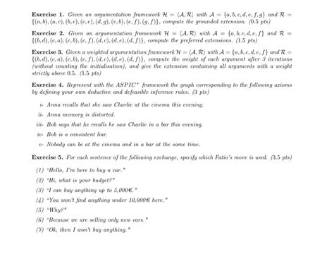Solved Exercise 1 Given An Argumentation Framework H Ar