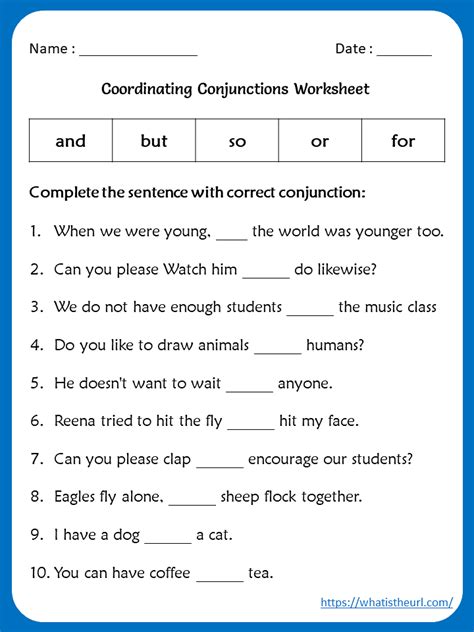 Subordinating Conjunctions Worksheet