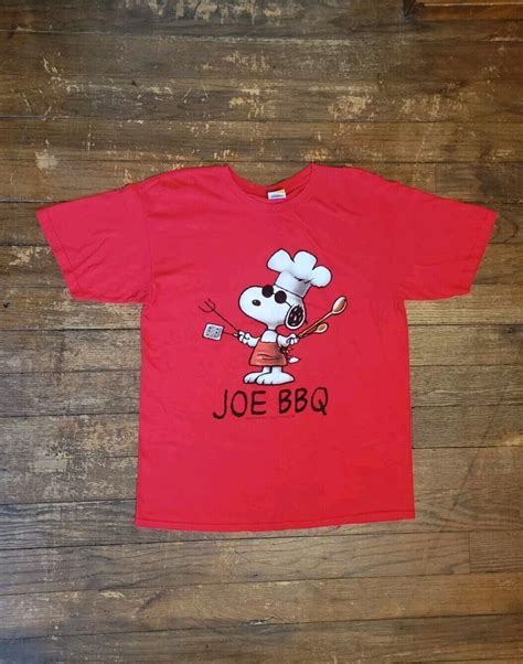 Snoopy Chef Bbq Grill Peanuts Mens Size Large Red T S Gem