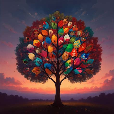 Vibrant Faces Of Diverse Women Forming A Colorful Tree Of Cultures