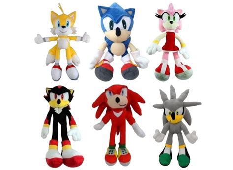 Pelúcias Sonic Tails Amy Shadow Knucles e Silver 06 Personagens