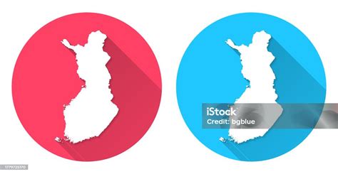 핀란드 지도입니다 빨간색 또는 파란색 배경에 긴 그림자가 있는 둥근 아이콘 지도에 대한 스톡 벡터 아트 및 기타 이미지 지도 핀란드 3차원 형태 Istock