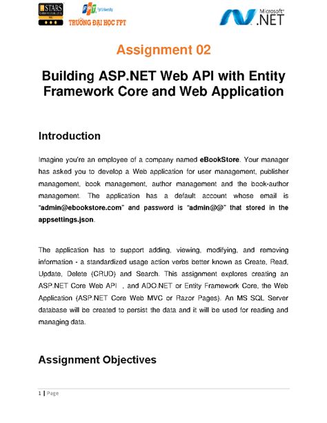 Assignment 02 Aspnet Core Web Api With Entity Framework And Web App