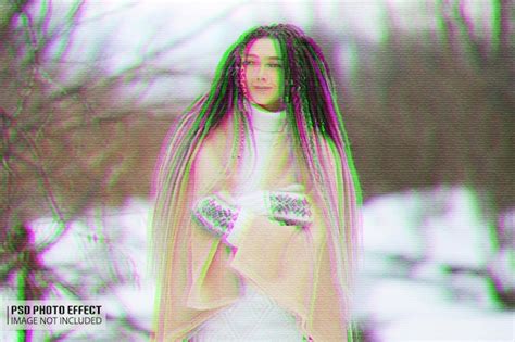 Premium PSD Color Pixel RGB Split Double Color Photo Effect