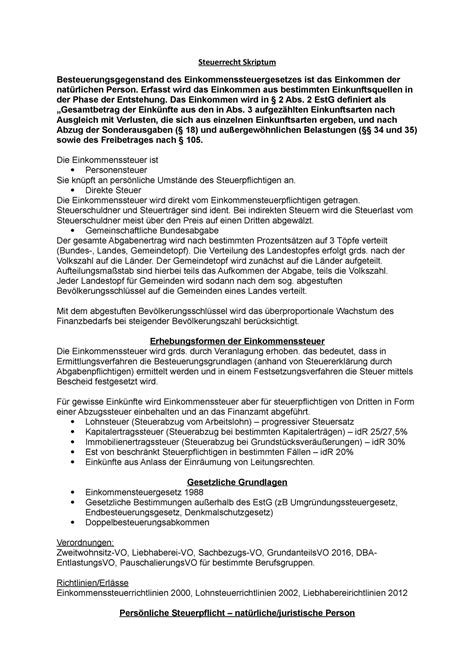 Steuerrecht Skriptum Steuerrecht Skriptum Besteuerungsgegenstand Des
